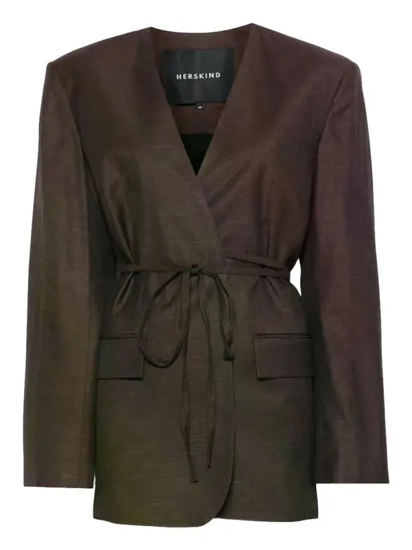 HERSKIND Indiana Oversized Tie Blazer - Brown