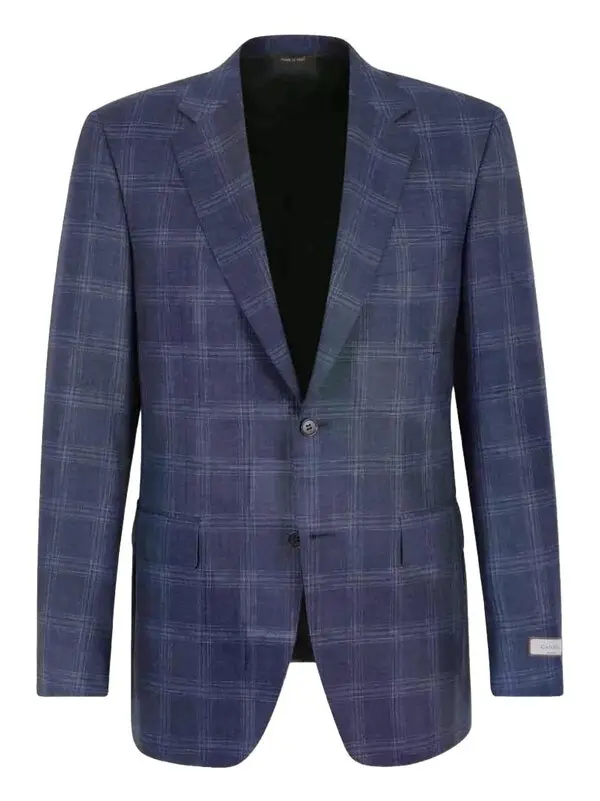 Canali Check Single-breasted Blazer - Blue