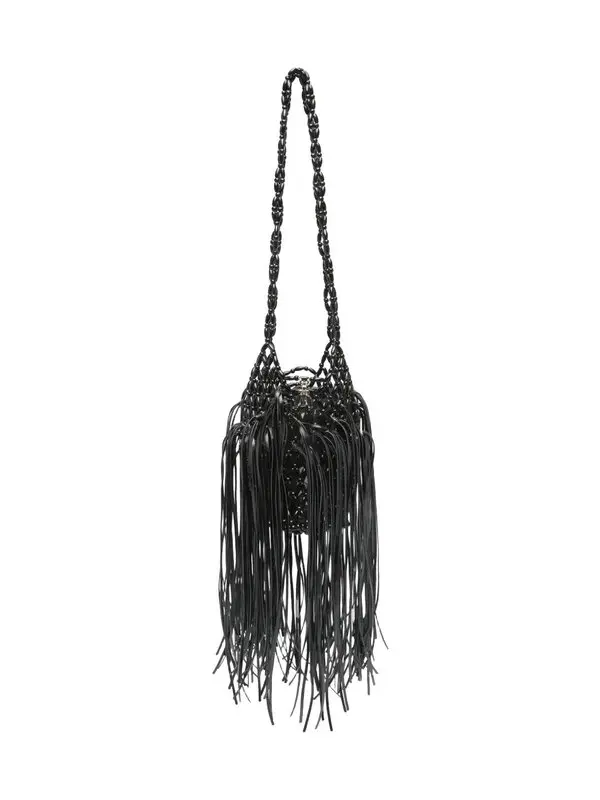 Patrizia Pepe Fringed Shoulder Bag - Black