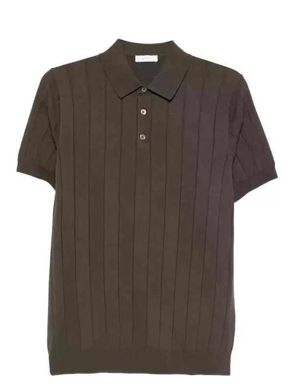 DIKTAT Vertical-ribbed Polo Shirt - Brown