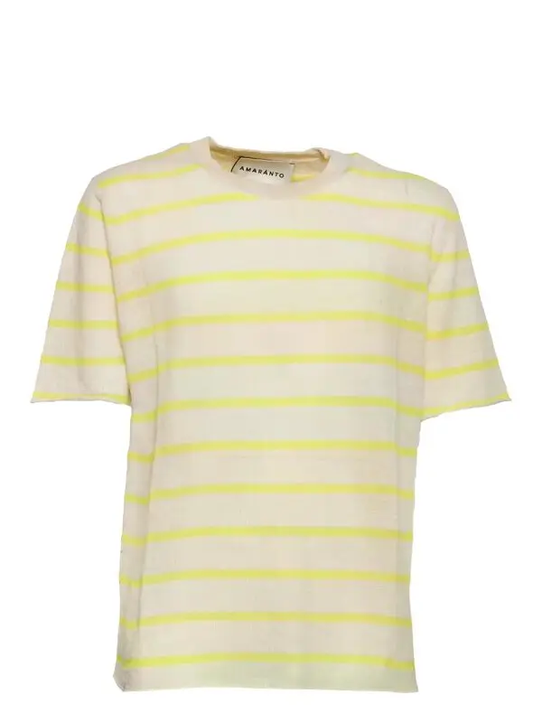 AMARANTO Striped Short-sleeve T-shirt - Neutrals