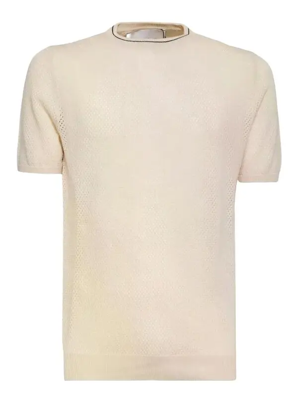 AMARANTO Round-neck Openwork T-shirt - Neutrals