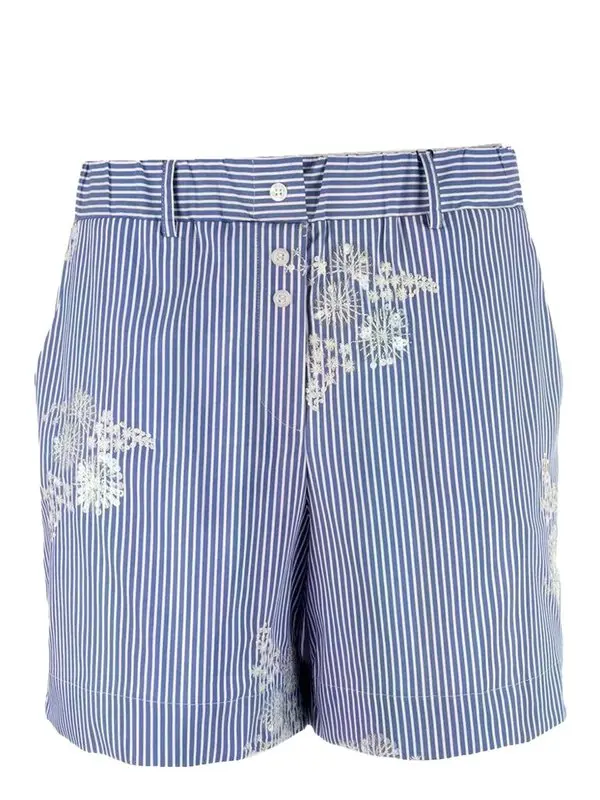 POST SCRIPTUM Striped Floral Embellished Shorts - Blue