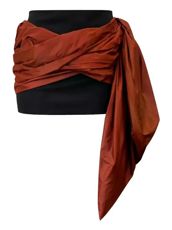 Burc Akyol Taffeta Draped Mini Skirt - Orange