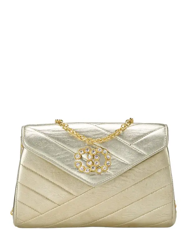 Chanel Metallic Chevron Calfskin Envelope Flap - Gold