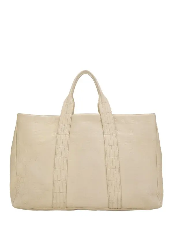 Chanel Calfskin Leather Logo Tote - White
