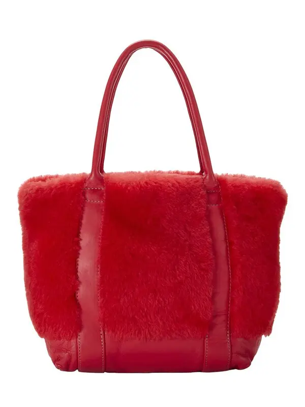 Chrome Hearts Fur And Leather Handbag - Red