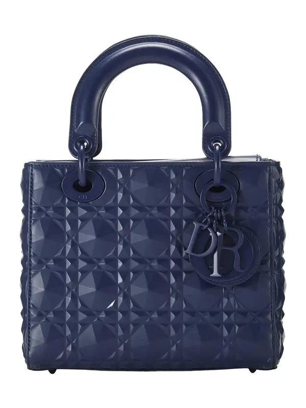 Dior Lady Diamond Quilted Bag - Navy