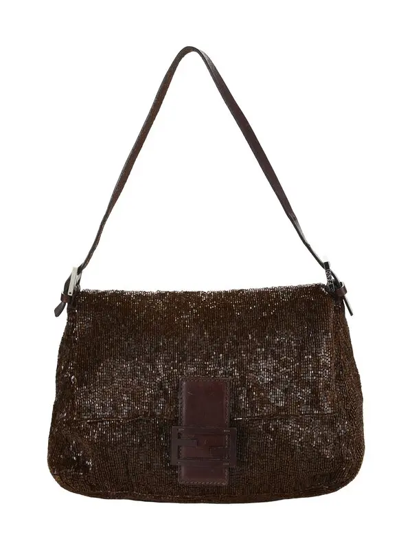 Fendi Beaded Mama Shoulder Bag - Brown