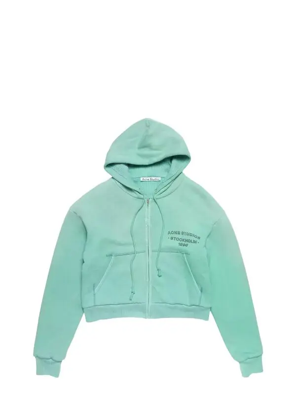Acne Studios Hooded Zip Up Sweatshirt - Green