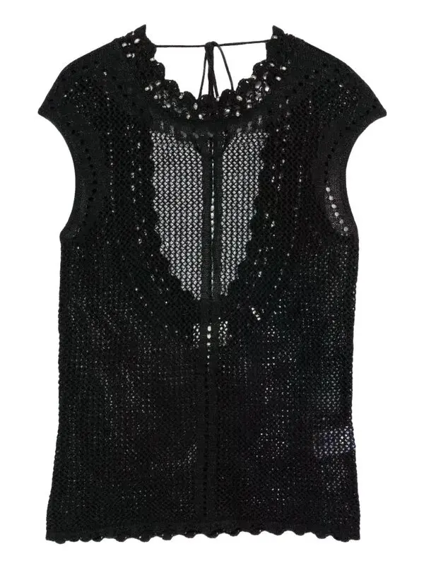 Isabel Marant Scalloped Openwork Top - Black