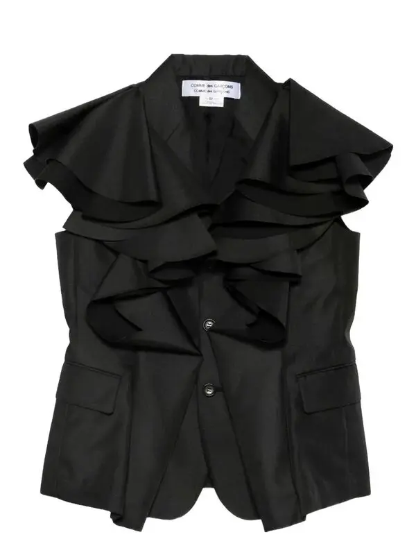 Comme Des Garçons Ruffled Button Coat - Black