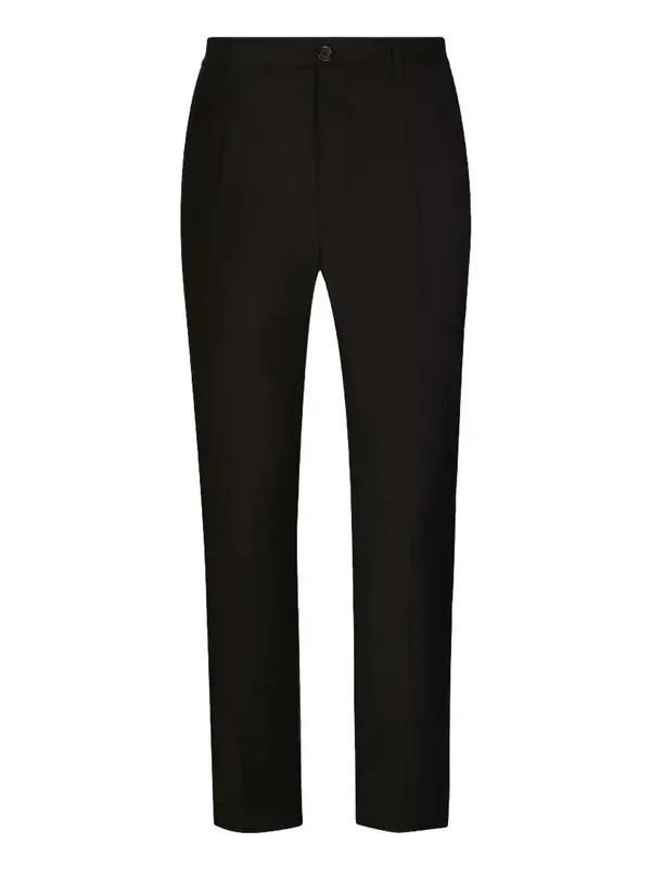 Dolce & Gabbana Stretch Cotton Pants With Dg Embroidery - Black