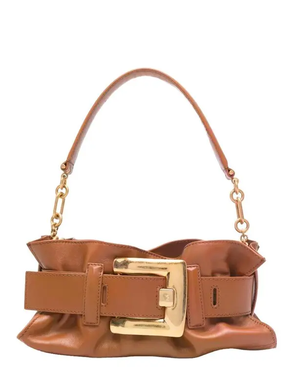 Balmain Buckle-chain Leather Tote - Brown