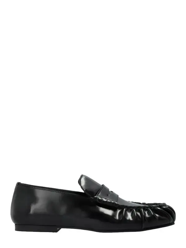 ALOHAS Aven Ruched Leather Loafers - Black