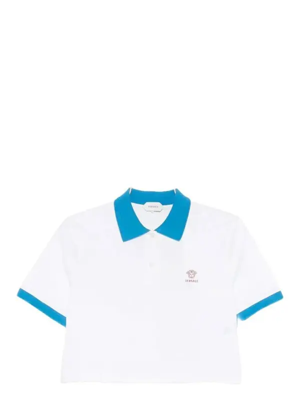 Versace Cropped Trimmed Polo Shirt - White