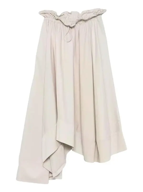 ISABELLE BLANCHE Drawstring Asymmetric Midi Skirt - Neutrals