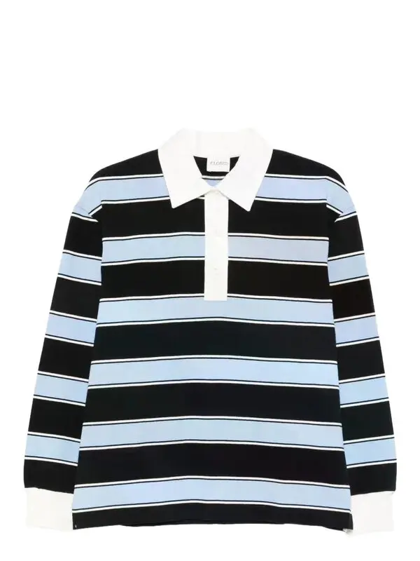 Closed Striped Polo Top - Blue