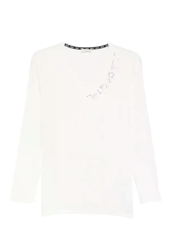 Liu Jo Embellished V-neck T-shirt - White