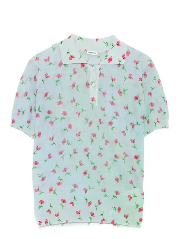 JIL SANDER Floral Polo Top - Blue
