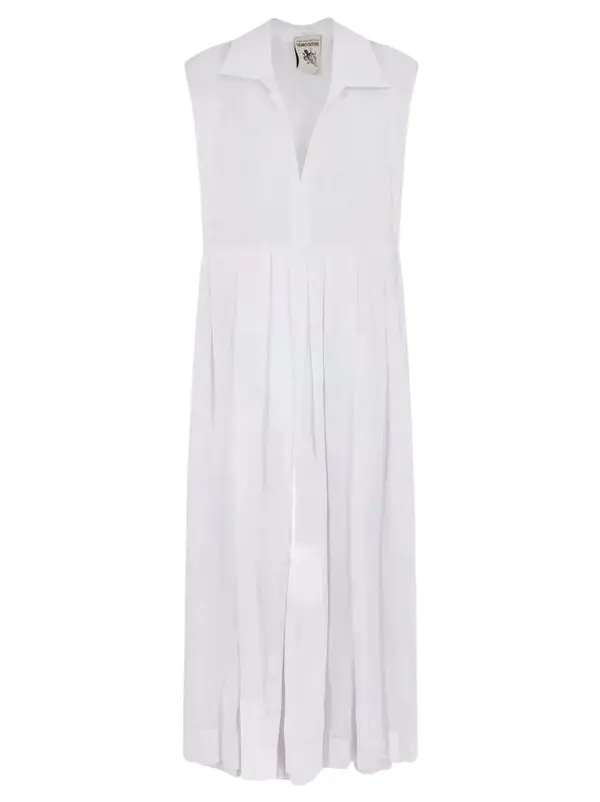 SEMICOUTURE Collared Pleated Dress - White