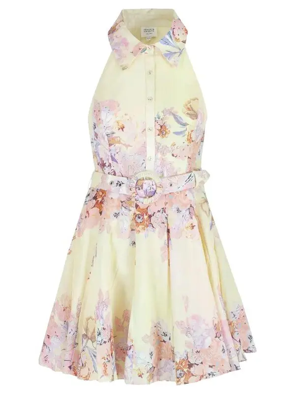 Hemant & Nandita Floral-print Belted Shirt Dress - Neutrals