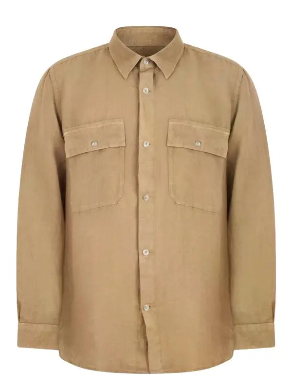 120% Lino Flap-pockets Linen Shirt - Neutrals