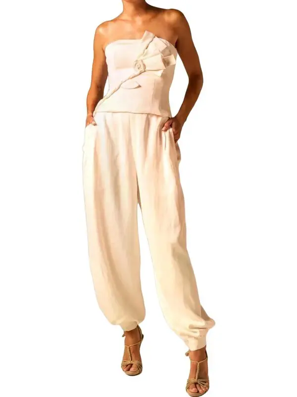 JBQ Gathered Ankle Trousers With Side Pockets - Neutrals