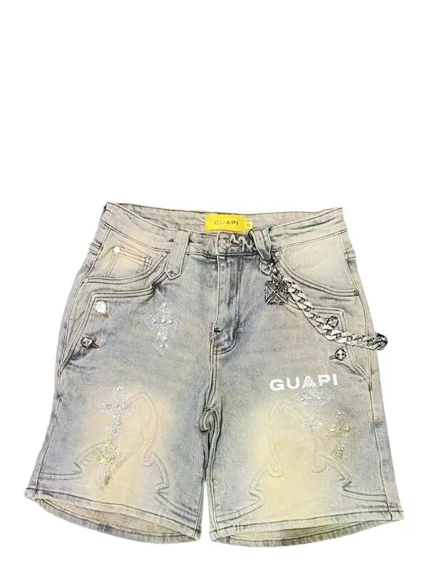 GUAPI Embellished Chain Shorts - Blue