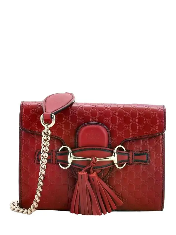 Gucci Emily Chain Flap Bag Microguccissima Leather Mini Shoulder Bag - Red