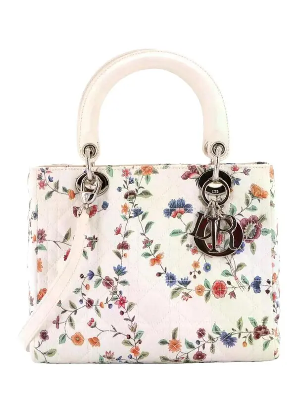 Dior Lady Medium Satchel Floral Printed Canvas - Multicolour