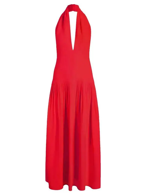 Proenza Schouler Tala V-neck Georgette Maxi Dress - Red