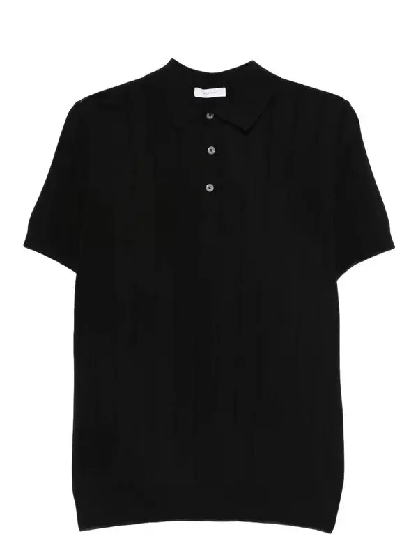 DIKTAT Ribbed-knit Polo Shirt - Black
