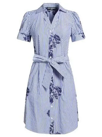 Karl Lagerfeld Mini Striped Shirt Dress - Blue