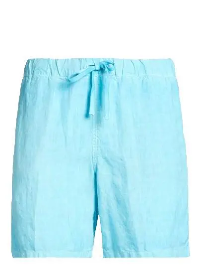 120% Lino Casual Linen Shorts - Blue