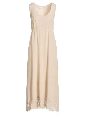 KAOS Silk Midi Slip Dress - Beige