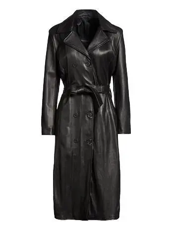 STREET LEATHERS Chocolate Leather Trench Coat - Black