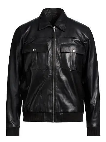 Bolongaro Trevor Leather Bomber Jacket - Black