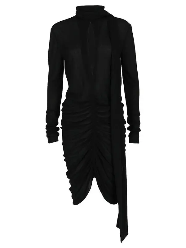 Alexander McQueen Ruched Scarf Stretch-crepe Dress - Black