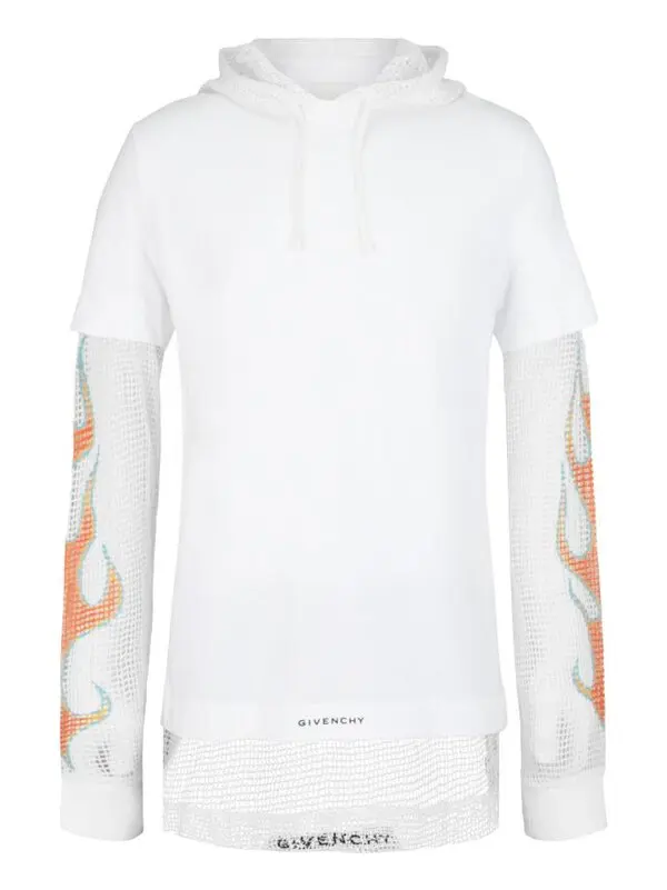SLOWEAR Overlapped Hooded T-shirt In Cotton & Mesh - White