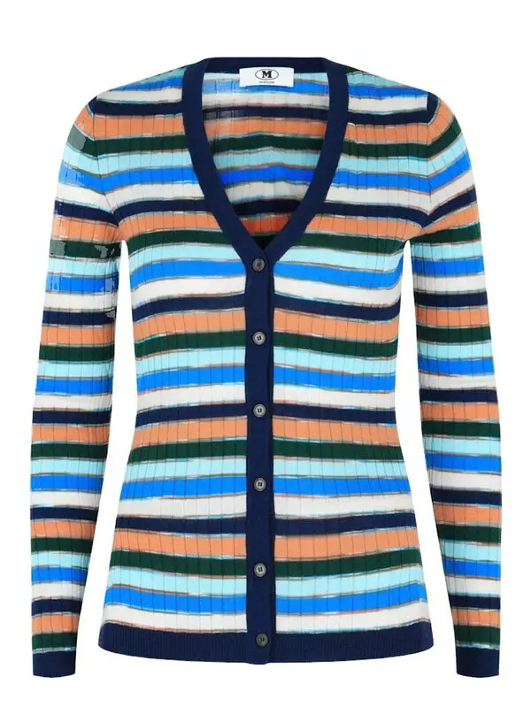 Givenchy Fitted Striped Cardigan - Green Blue White Beige Space Dyed Strpes