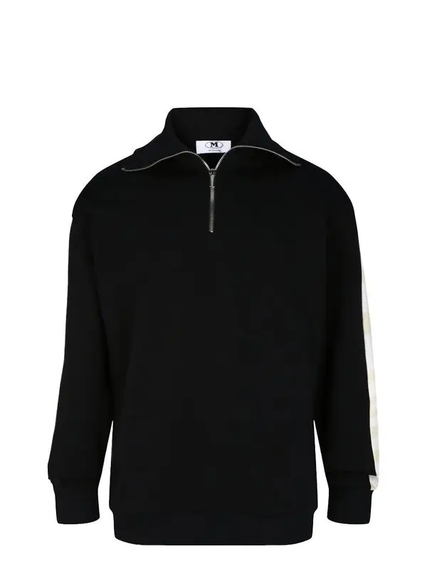 SLOWEAR Quarter-zip Sweatshirt - Black Print Beige White