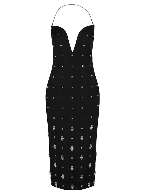 Alexander McQueen 4g Embellished Silk Midi Dress - Black