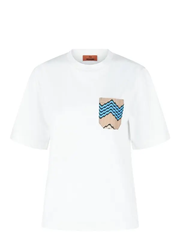 SLOWEAR Cotton T-shirt With Embroidered Pocket - Multicolor