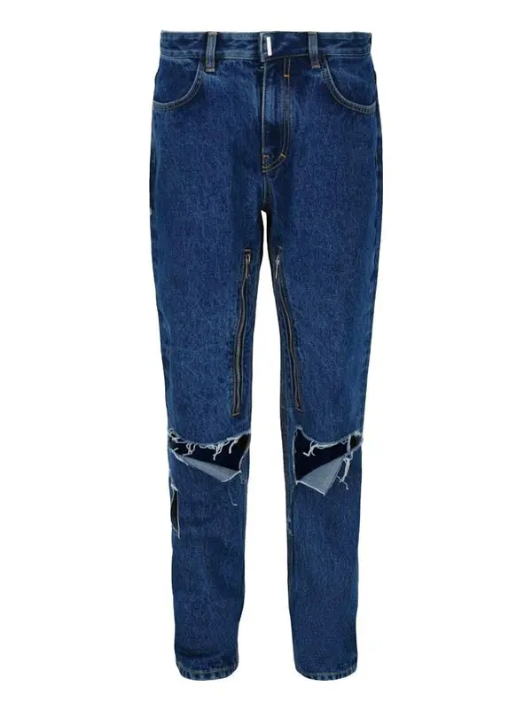 Alexander McQueen Distressed Straight-fit Jeans - Blue Indigo