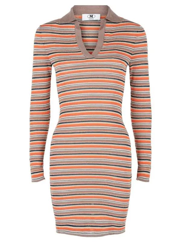 Missoni Striped Polo Mini Dress - Multi Orange Blue Pink Beige Stripes