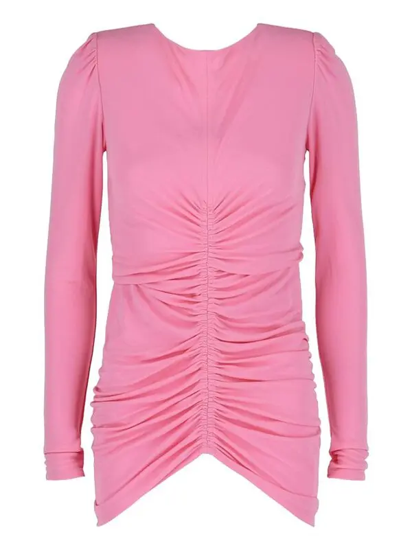 Alexander McQueen Ruched Longsleeve Top - Bubble Gum