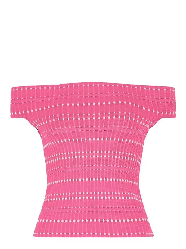 Missoni Off-the-shoulder Stitch Dot Crop Top - Pink White