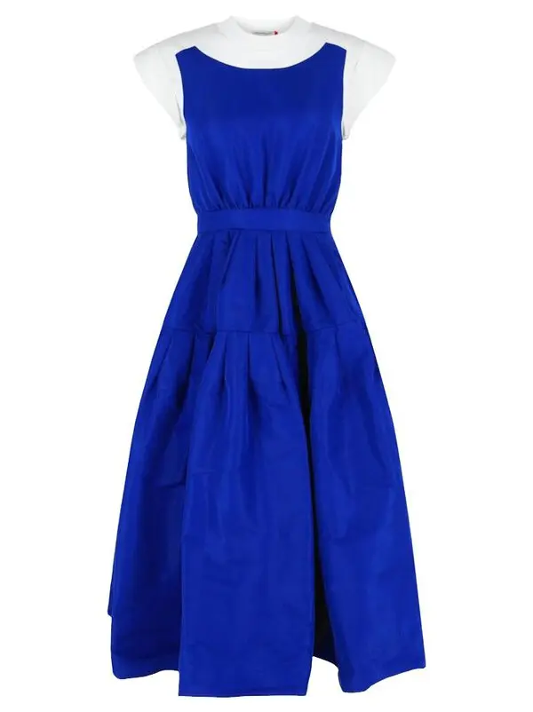 Alexander McQueen A-line Midi Dress - White Electric Blue