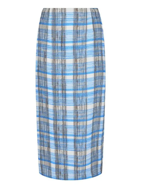 Brioni Plaid Print Maxi Skirt - Bone